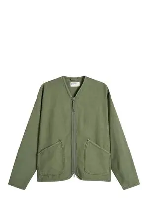 Universal Works Slub Sateen Zip Liner Jacket - Olive