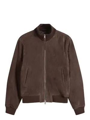 Closed Suede Bomber Jacket - Barken Brown