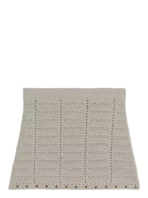 A PAPER KID Knitted Mini Skirt With Stud Embellishment - Neutrals