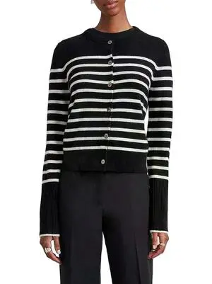 LA LIGNE Striped Cardigan - Black