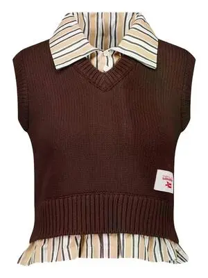 CHARLES JEFFREY V-neck Cropped Vest Shirt - Brown