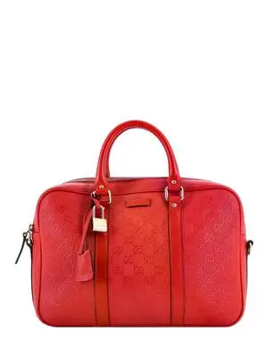 Gucci Signature Convertible Briefcase Sima Leather Medium - Red