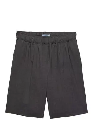 Prada Light Wool Bermuda Shorts With Drawstring Waist - Grey