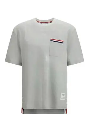 Thom Browne Rwb Stripe-trim Pocket T-shirt - Grey