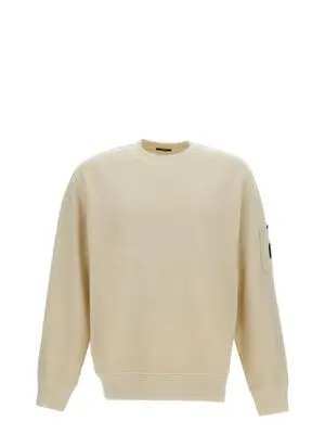 C.P. COMPANY Crewneck Sweatshirt With Lens Detail - Beige
