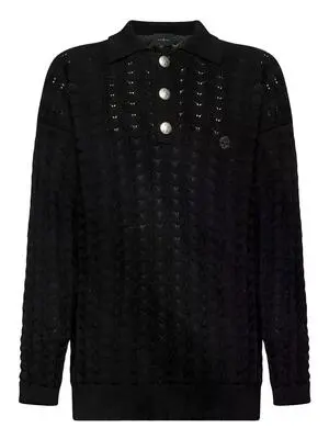 John Richmond Knitted Polo Shirt - Black