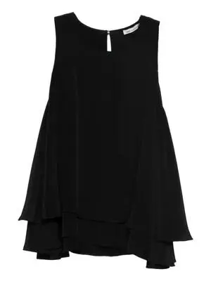 AMI Paris Ruffled Sleeveless Top - Black