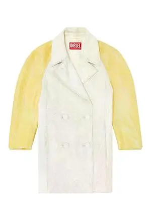 DIESEL® Cocoon Sleeve Double-breasted Leather Jacket - Neutrals
