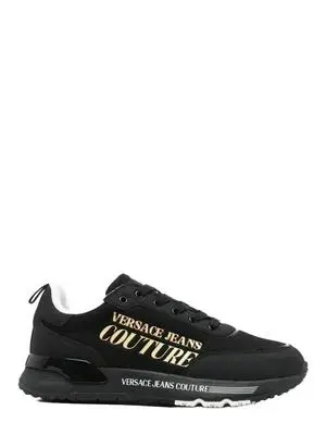 Versace Logo Detail Lace-up Sneakers - Black