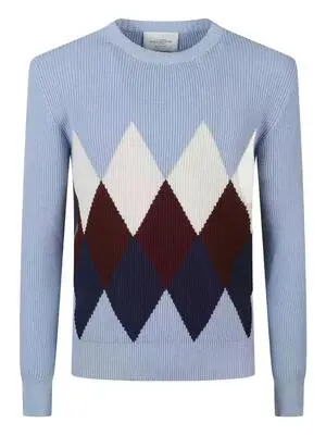 BALLANTYNE Argyle Round-neck Pullover - Blue