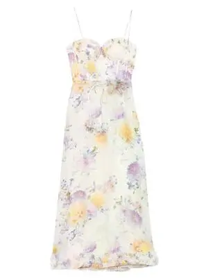 Zimmermann Luna Ruffle Midi Dress - Neutrals