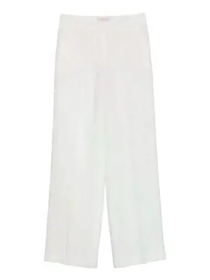 VIA MASINI 80 Linen Wide-leg Trousers - White