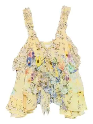Camilla Floral Sleeveless Top - Yellow