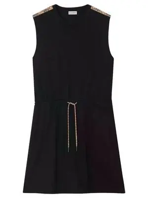 Burberry Check Trim Cotton Jersey Dress - Black