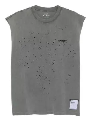 Satisfy Mothtech Distressed Logo-print Vest - Grey