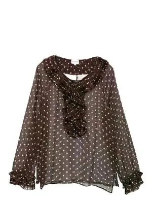 P.a.r.o.s.h Ruffled Polka-dot Blouse - Brown