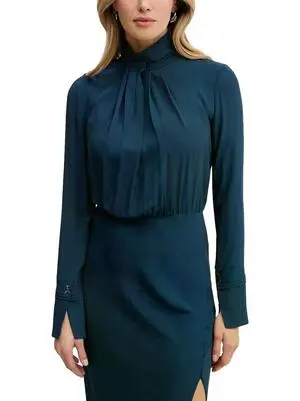 Patrizia Pepe High-neck Slit Midi Dress - Blue