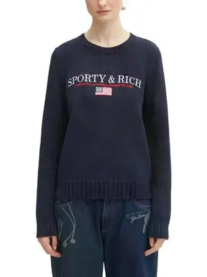 SPORTY & RICH Long-sleeve Crew-neck Sweater - Blue