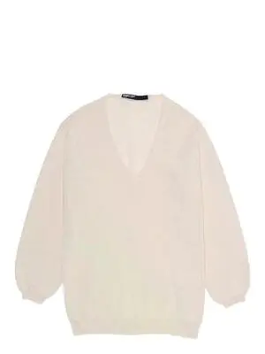 Bimba Y Lola V-neck Balloon-sleeved Top - Neutrals