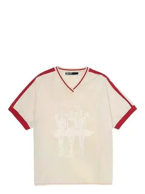 Bimba Y Lola Graphic-print V-neck T-shirt - Neutrals