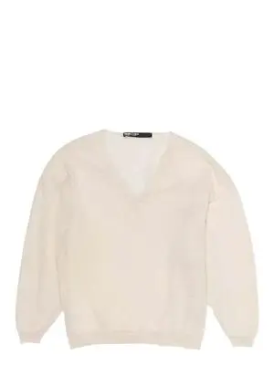 Bimba Y Lola V-neck Top With Lace Trim - Neutrals