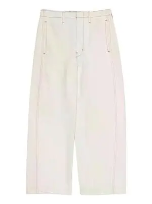 Bimba Y Lola Contrast Stitch Barrel Trousers - Neutrals