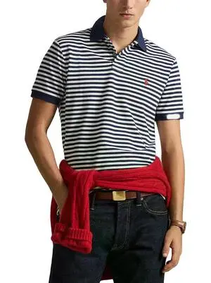 Polo Ralph Lauren Striped Piqué Polo Shirt - Blue
