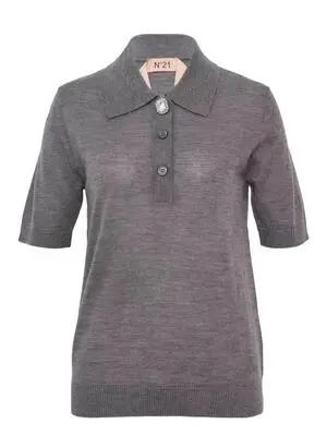 N°21 Button Embellished Top - Grey