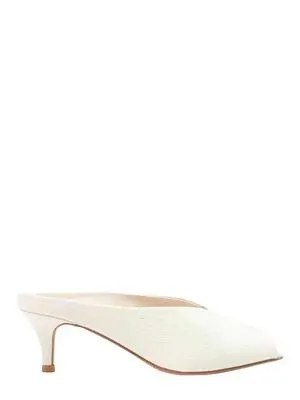 TWINSET Peep-toe Leather Heeled Mules - Neutrals
