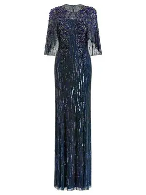Jenny Packham Sequin-embellished Maxi Dress - Blue