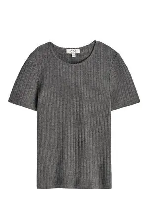 Cos Pointelle-knit T-shirt - Gray