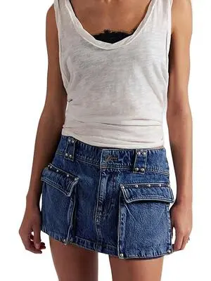 Free People Studded Denim Mini Skirt - Juno