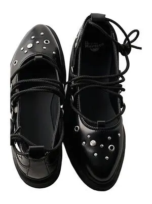 Dr. Martens Elphie Ii Hardware Wrap Leather Ballet Flats - Black