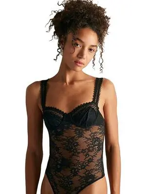 Free People Lace Bodysuit - Black
