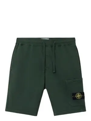 Stone Island Organic Cotton Fleece Shorts - Juniper