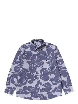 A BATHING APE Stripe Camo Relaxed Fit Shirt - Navy Blue