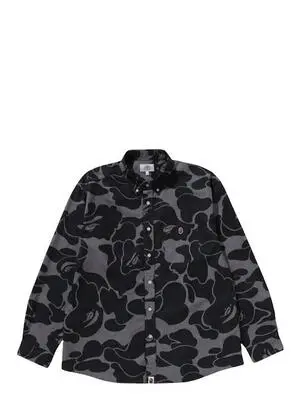 A BATHING APE Stripe Camo Relaxed Fit Shirt - Black