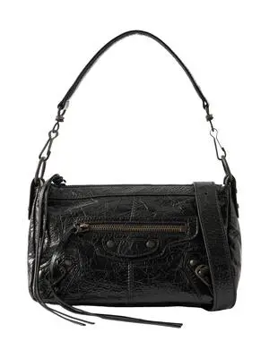 Balenciaga Le City Crinkled-leather Shoulder Bag - Black