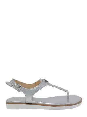 Michael Kors Logo Buckle Sandals - Silver
