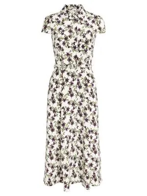 EMILIA WICKSTEAD Silk Floral Isabeli Midi Dress - Ivory