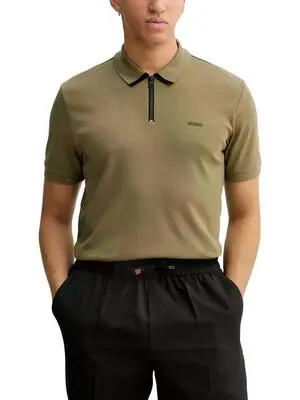 Hugo Dalomino Zip-up Collar Polo Shirt - Green