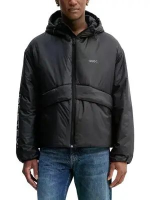 Hugo Quilted Hooded Jacket - Black