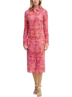 Patrizia Pepe Patterned Buttoned Midi Dress - Pink