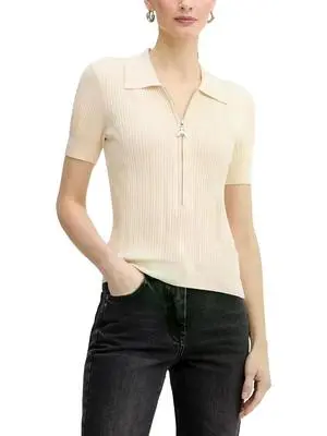 Patrizia Pepe Zip Short-sleeve Polo Shirt - Neutrals
