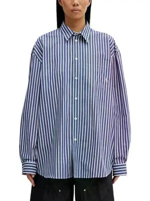 SPORTY & RICH Striped Chest-pocket Shirt - Blue
