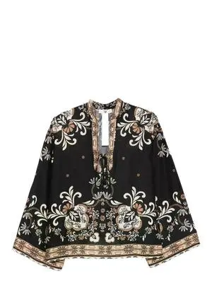 TWINSET Floral-print Blouse With Tie Fastening - Black