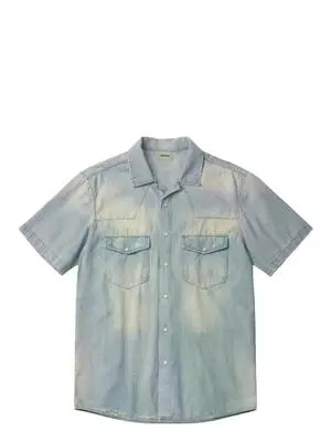 A PAPER KID Denim Short-sleeve Shirt - Blue