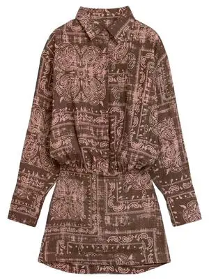 A PAPER KID Paisley-print Mini Dress - Brown