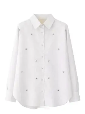 A PAPER KID Embellished Cotton Shirt - White