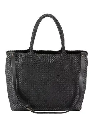 Officine Creative Woven Leather Tote - Black